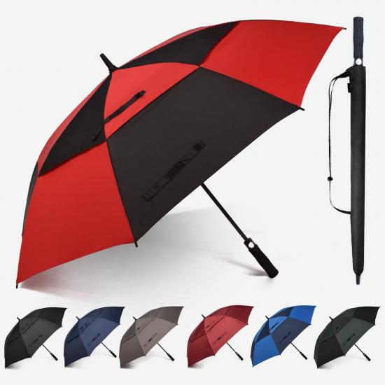 Wholesale Double-layer 8-rib Automatic Golf Umbrella Wind-resistant ...